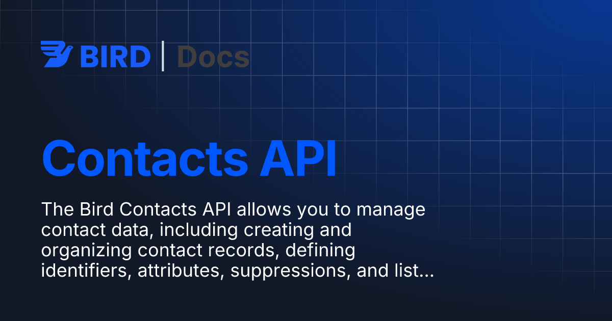 Contacts API | Bird API Docs
