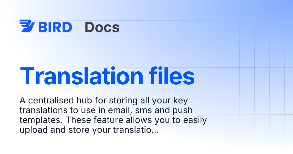 Translation files | Bird Docs