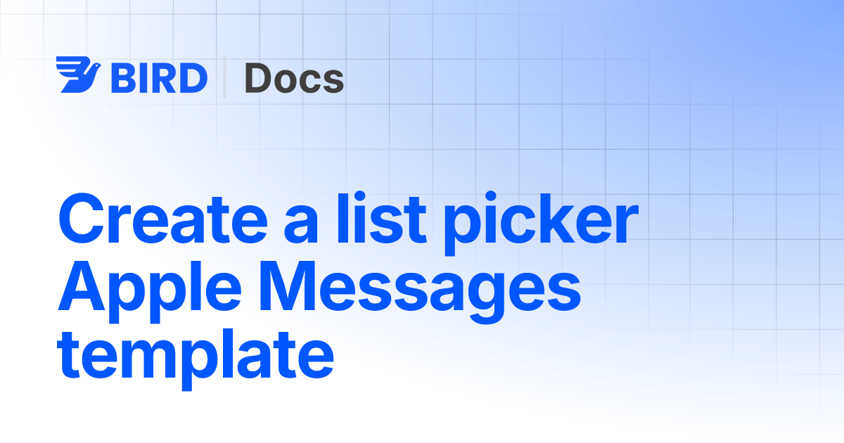 Create A List Picker Apple Messages Template Bird Docs