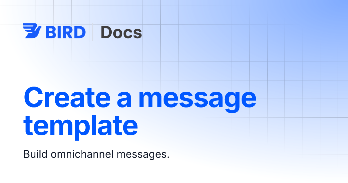 Create a message template | Bird Docs
