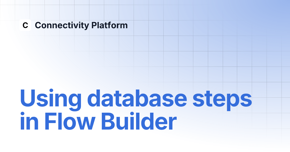 Using Database Steps In Flow Builder Connectivity Platform 