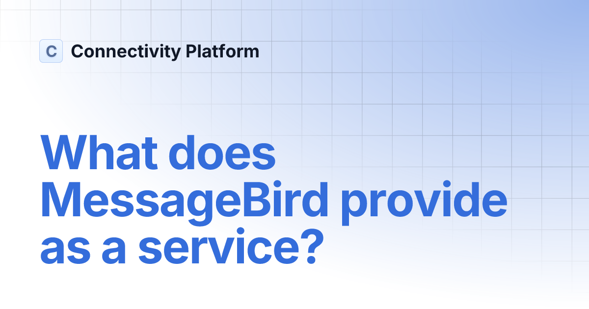 What does MessageBird provide as a service? | Connectivity Platform
