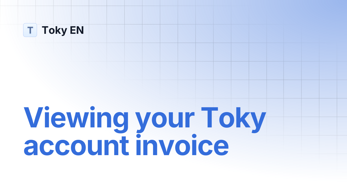 Viewing your Toky account invoice | Toky EN