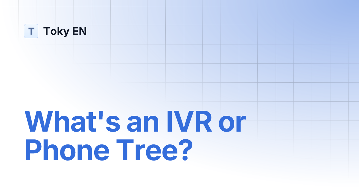 What's an IVR or Phone Tree? | Toky EN